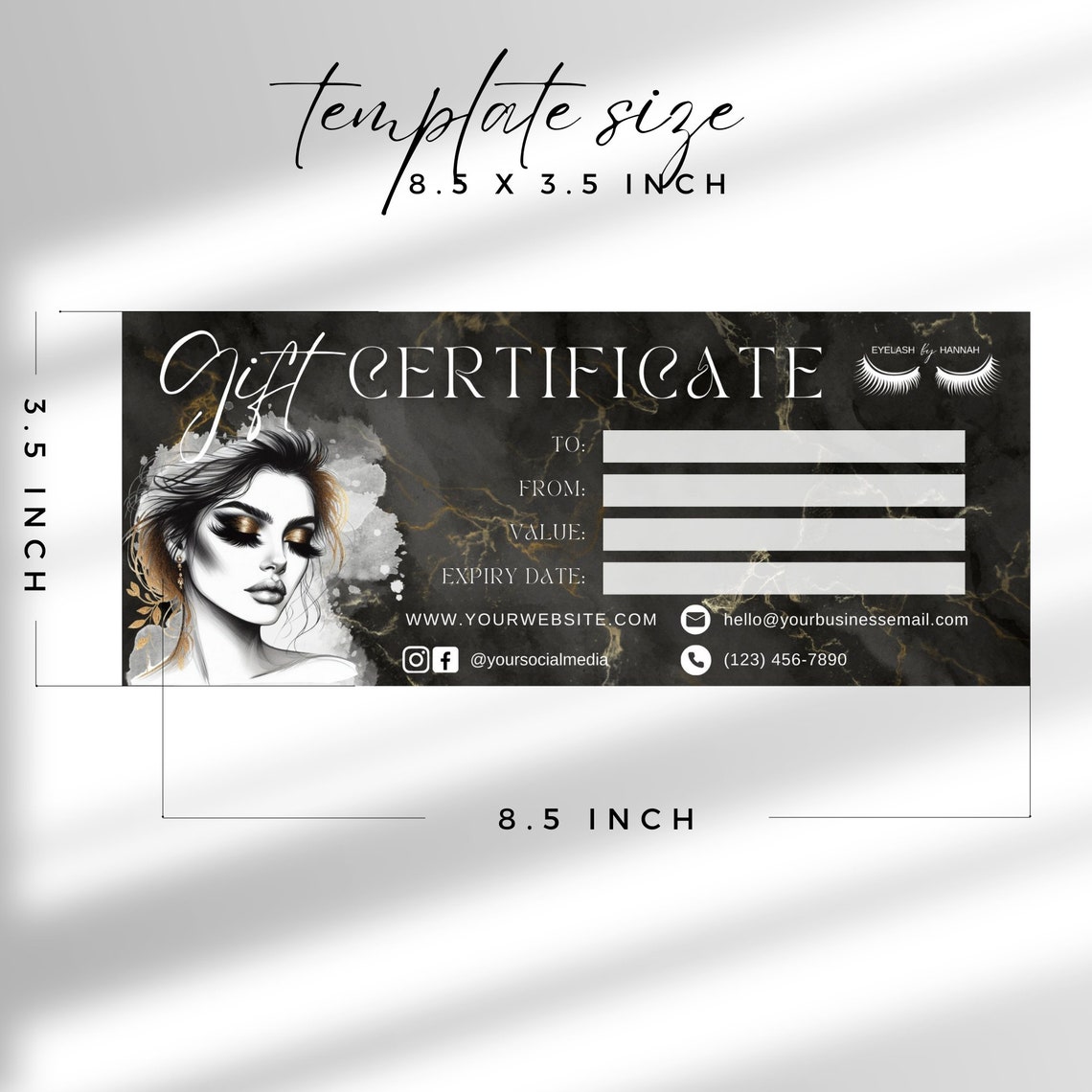 Lash Tech Gift Certificate Template for Lash Business - Coupon Card ...