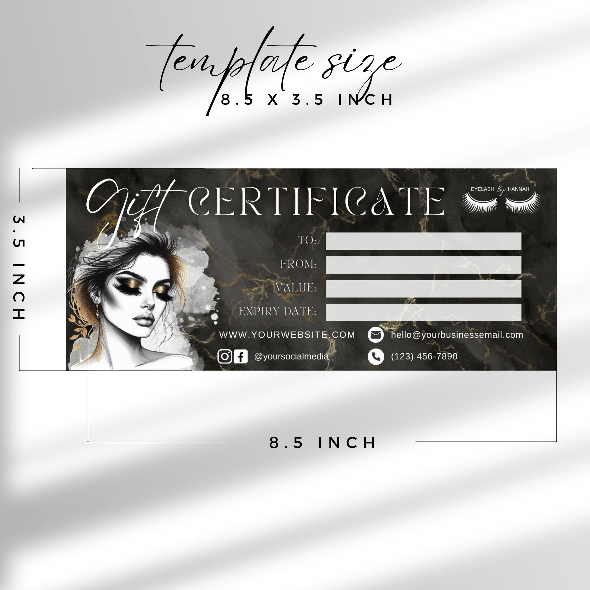 Lash Tech Gift Certificate Template for Lash Business - Coupon Card ...