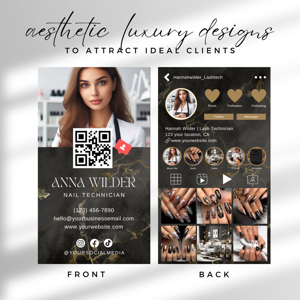 Nail Tech Instagram Business Card Template for Nail Art Business Nail ...
