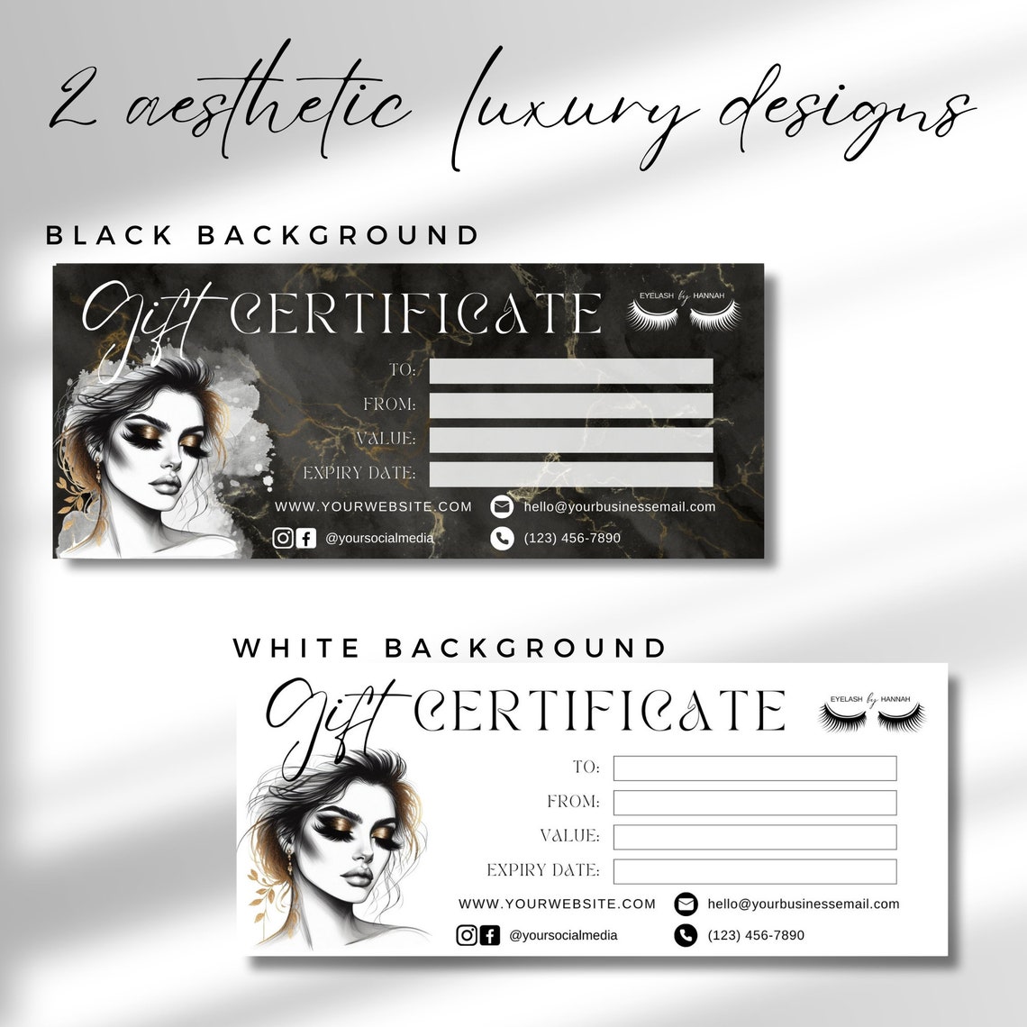 Lash Tech Gift Certificate Template for Lash Business - Coupon Card ...