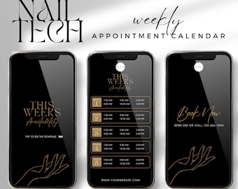 Lash Tech Weekly Appointment Calendar Page Instagram Lash Tech Book Now ...