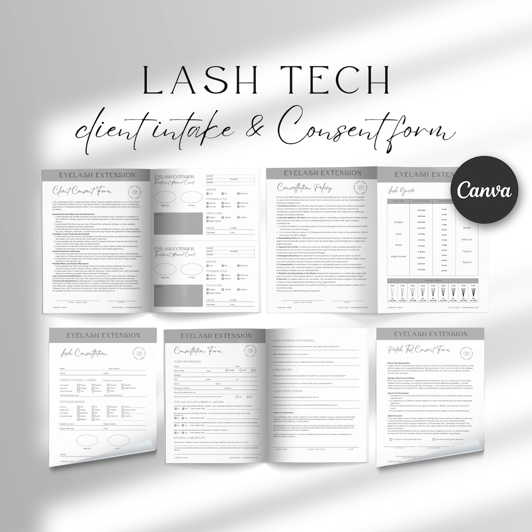 Lash Tech Consent Form Client Intake Form Eyelash Extension Forms Pack ...