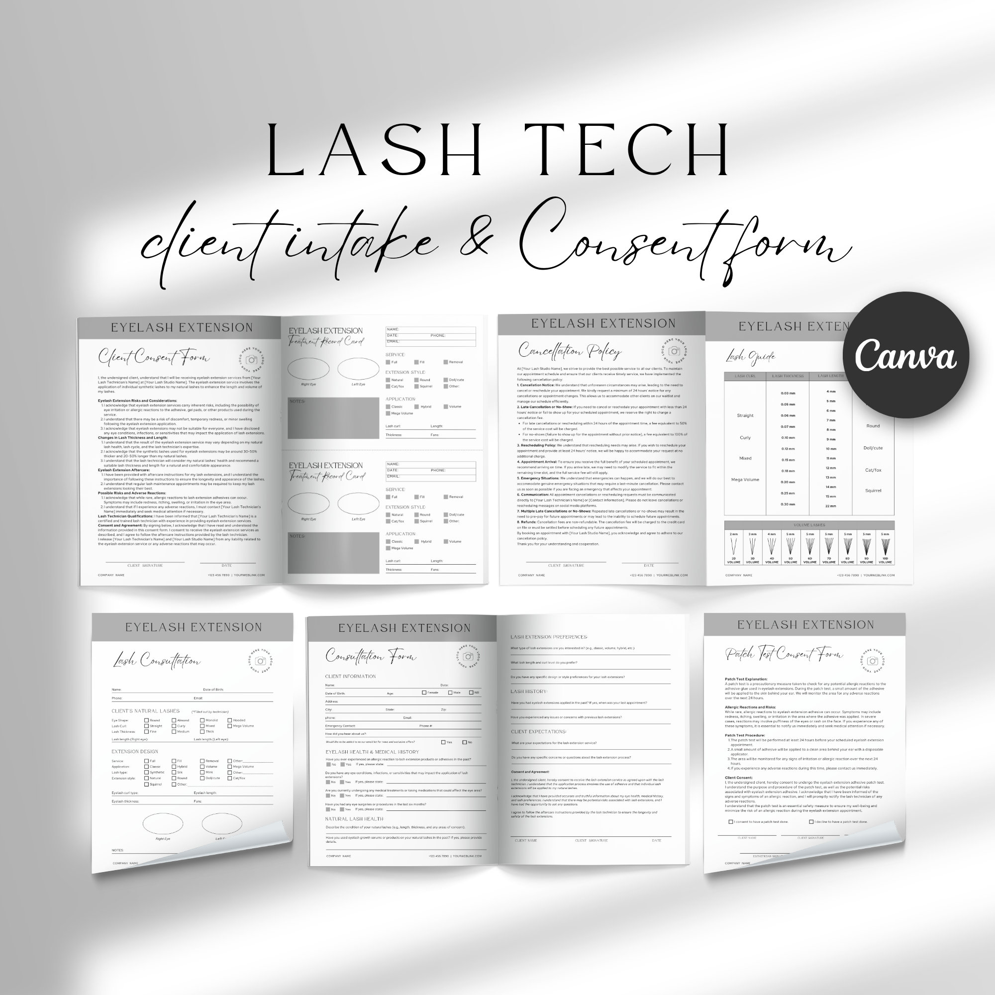 Lash Tech Consent Form Client Intake Form Eyelash Extension Forms Pack ...
