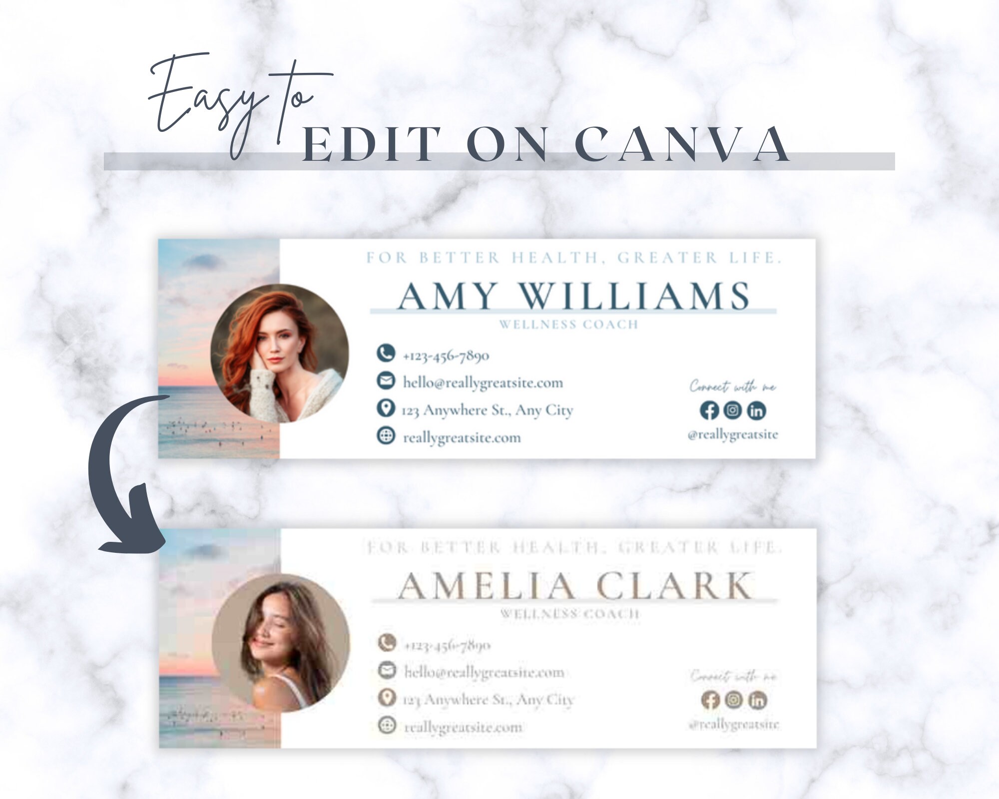 Email Signature Template Bundle for Wellness Business | Ocean Breeze ...