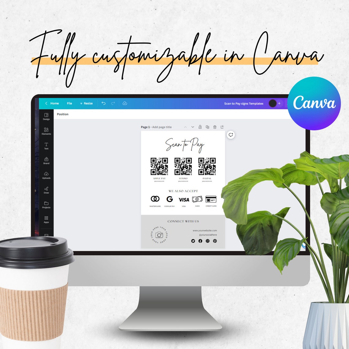 Customizable Scan to Pay Sign - QR Code Template for Easy Payments ...