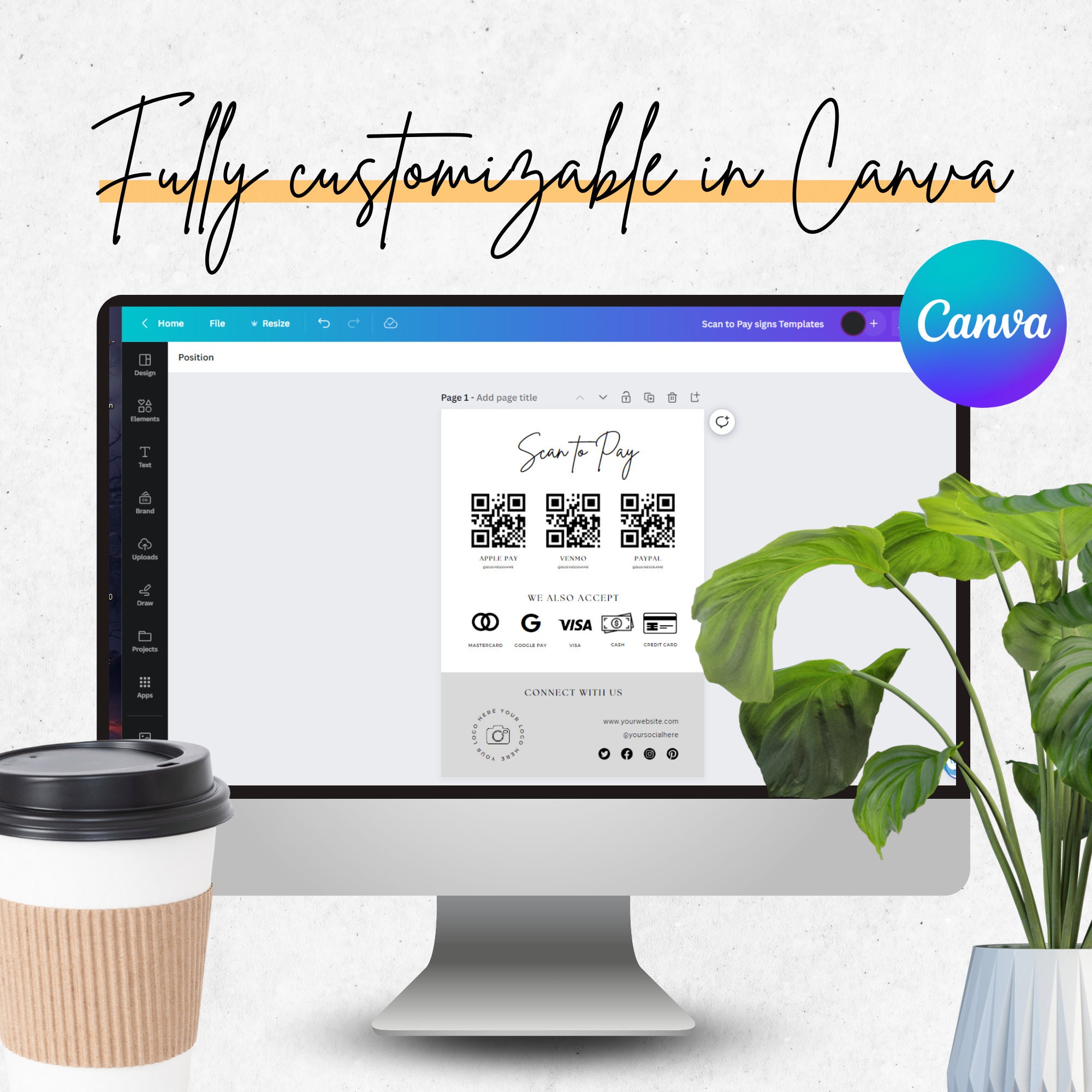Customizable Scan to Pay Sign - QR Code Template for Easy Payments ...