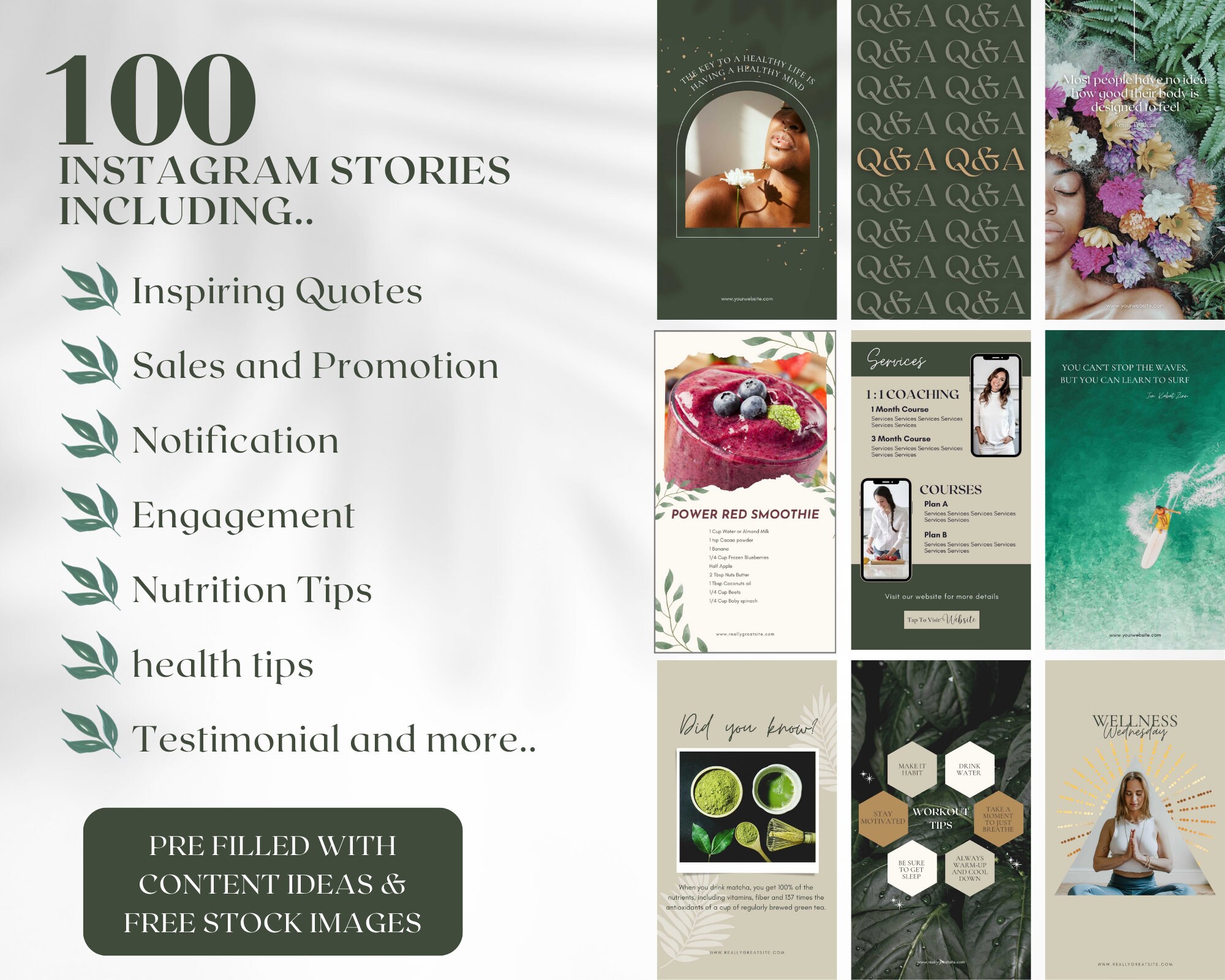 210+ Wellness and Health Instagram Story Canva Templates and Story ...