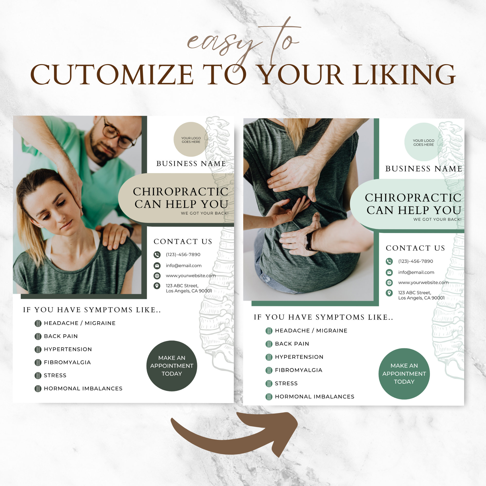 Chiropractic Marketing Templates of Flyer and Trifold Brochure for ...