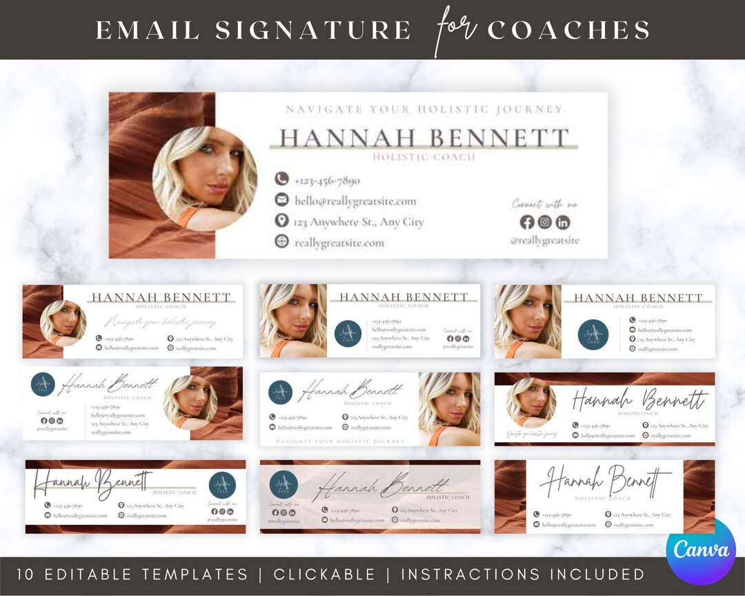 Email Signature Template Bundle for Coaches | Earthy Boho | Coaching ...