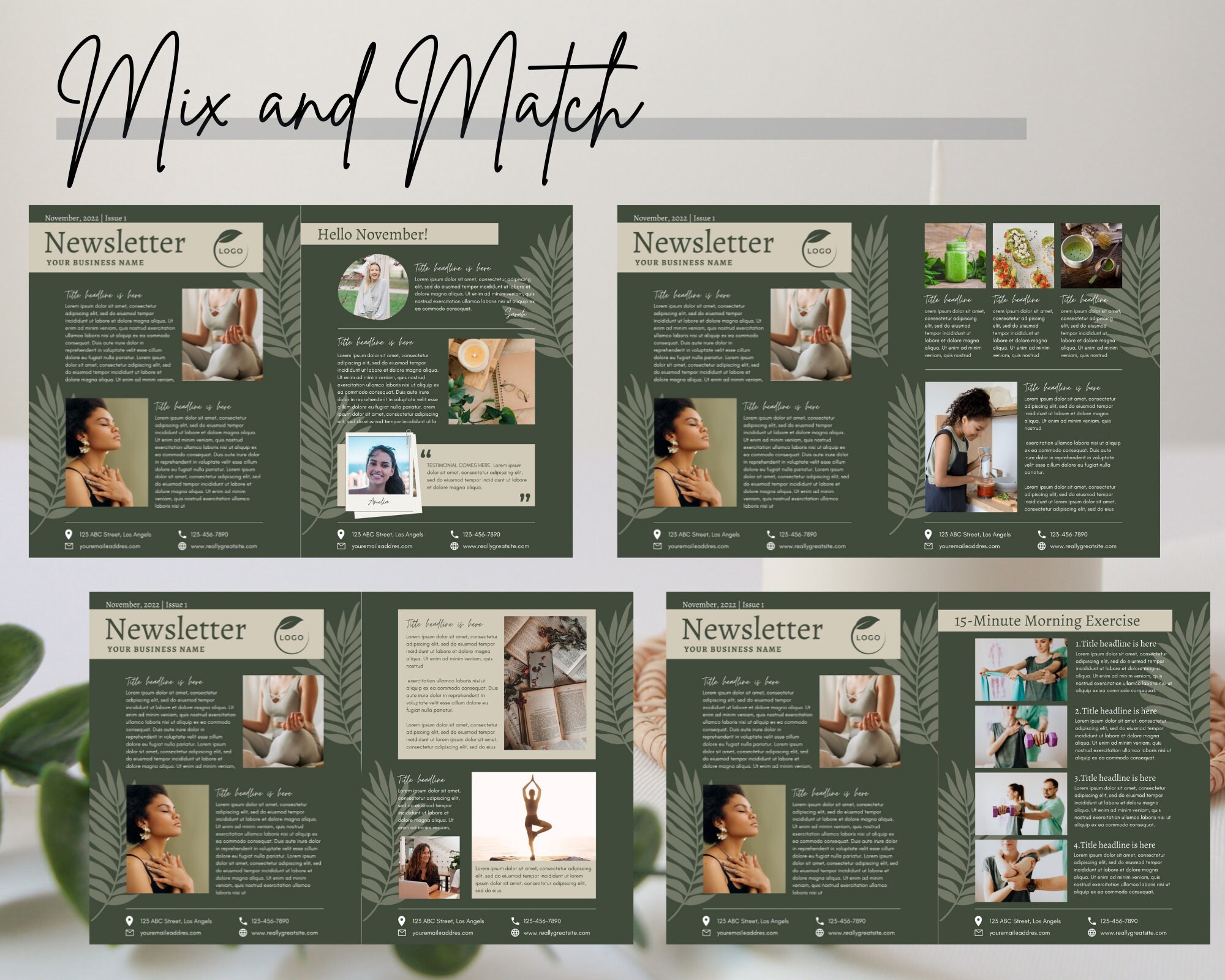 Newsletter Template Bundle for Wellness Business and Coaching Business ...