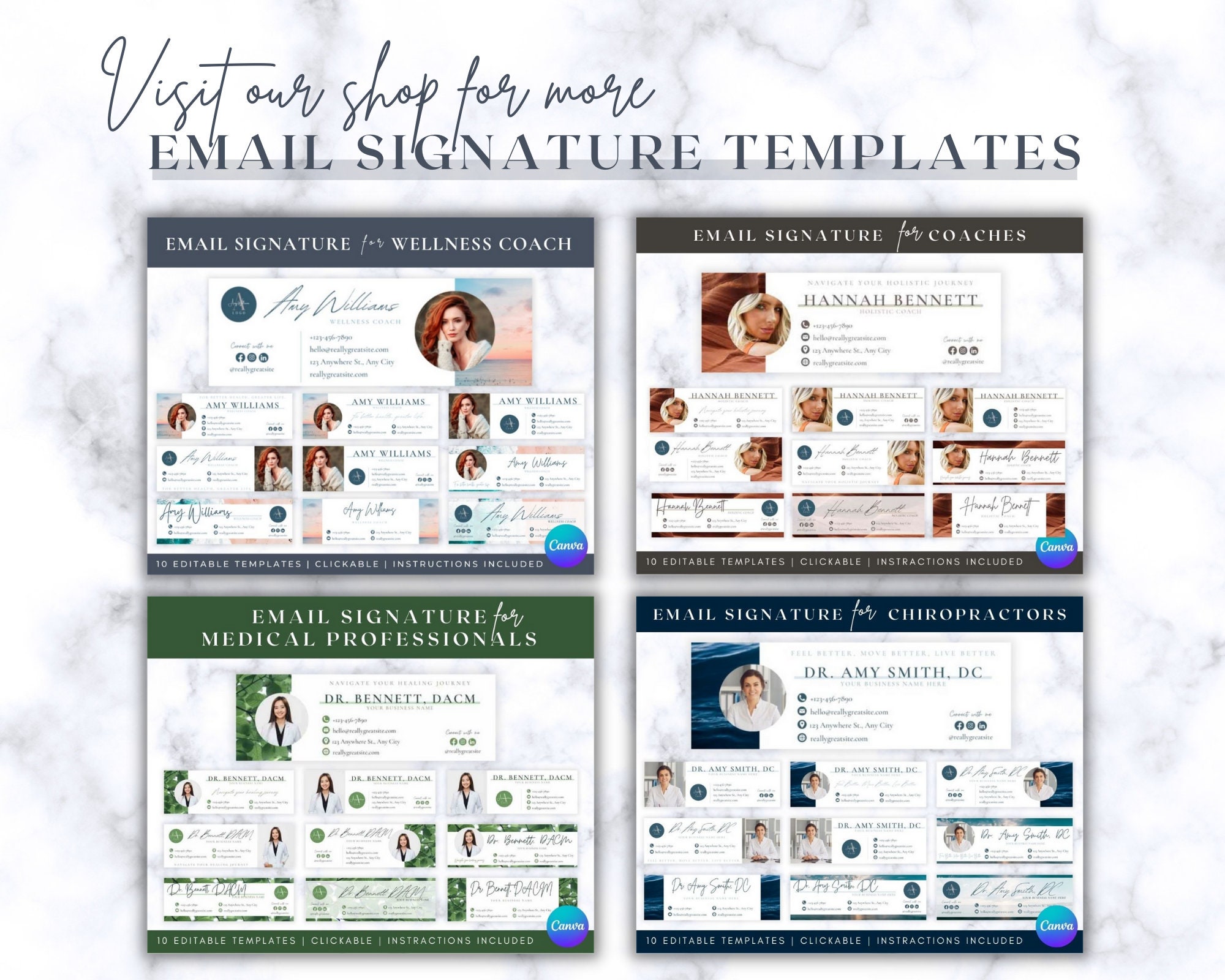 Email Signature Template Bundle for Wellness Business Ocean Breeze ...