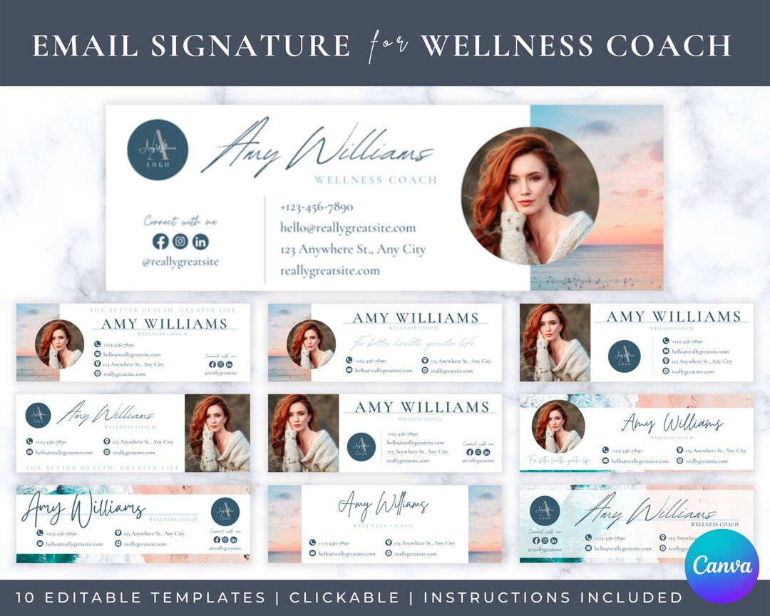Email Signature Template Bundle for Wellness Business | Ocean Breeze ...