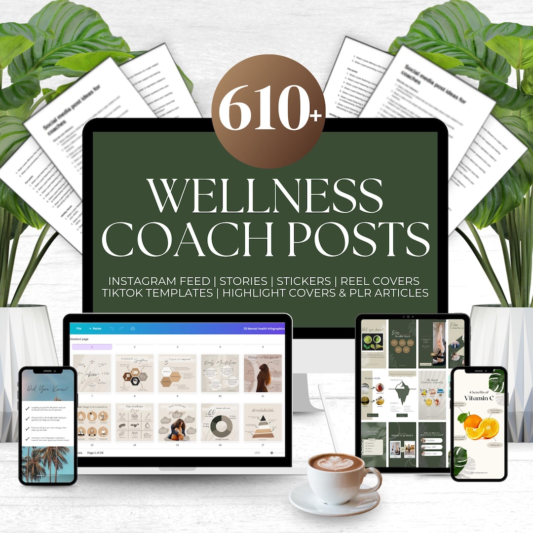 Wellness Coach Posts With 610+ Health & Wellness Social Media Kit ...