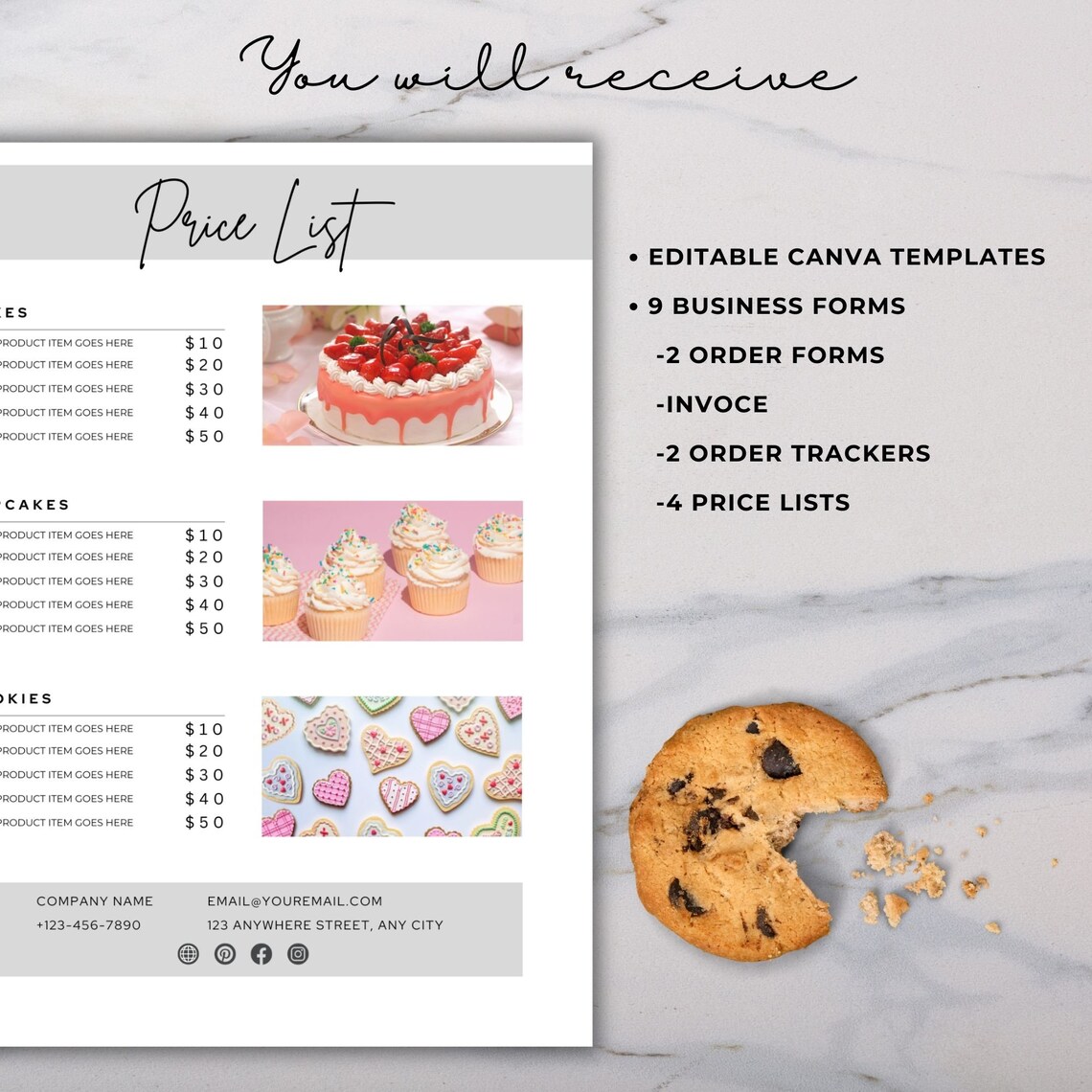 Customizable Bakery Order Form Bakery Invoice Templates for Bakery ...
