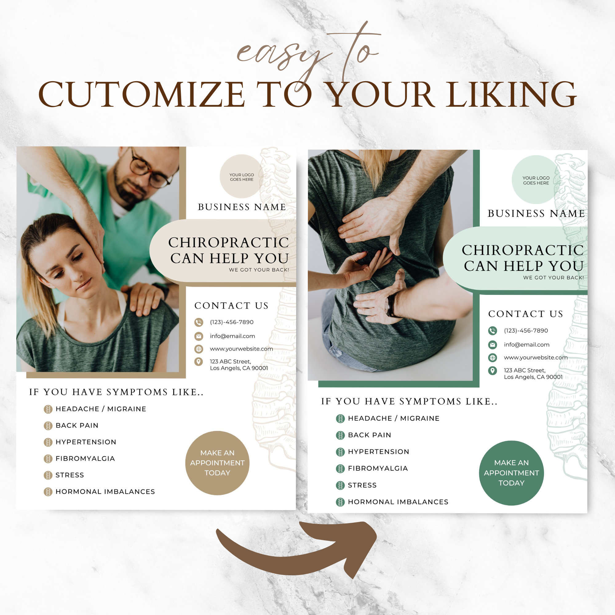 Chiropractic Marketing Templates of Flyer and Trifold Brochure for ...