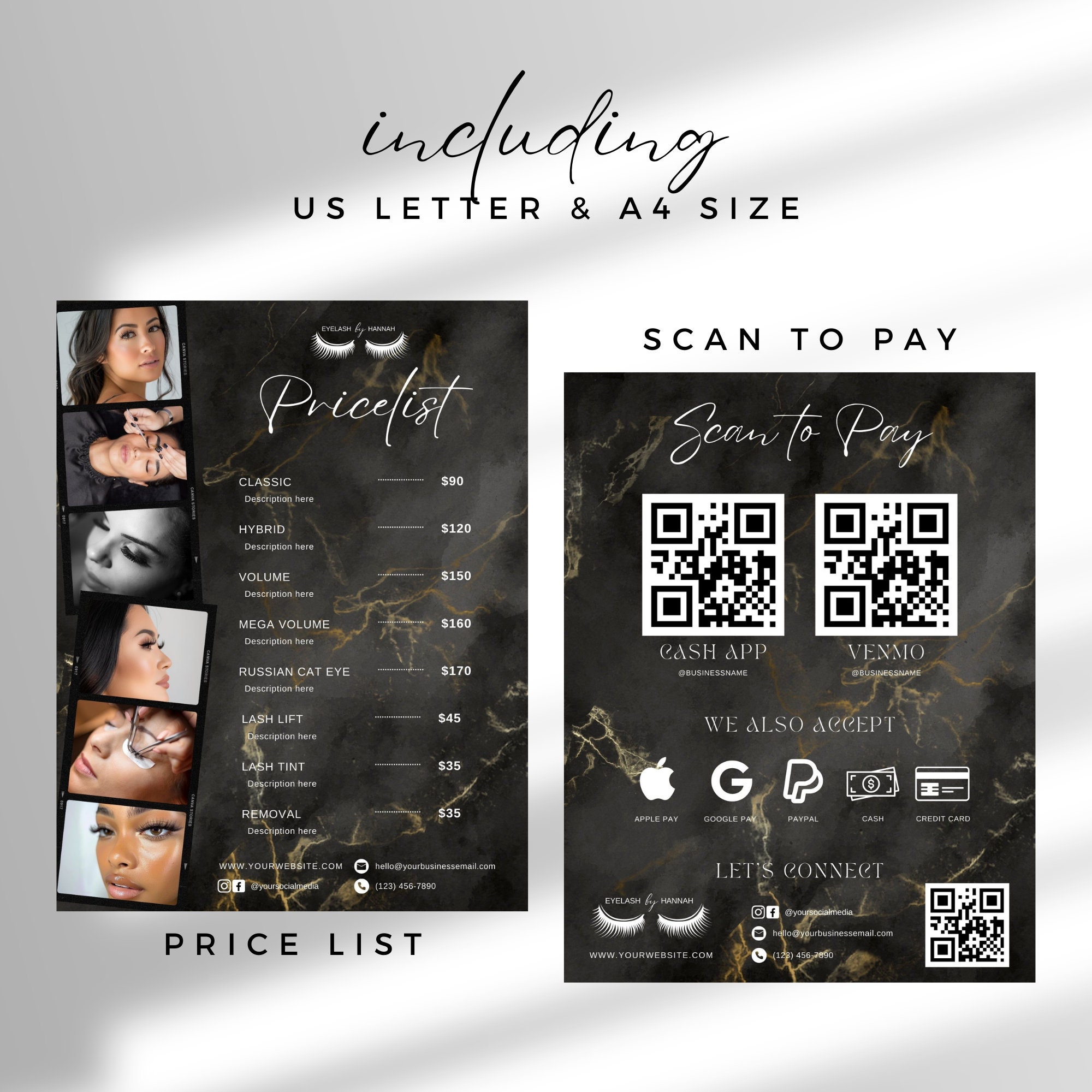 Lash Tech QR Code Sign Price List Flyer Template for Lash Business ...