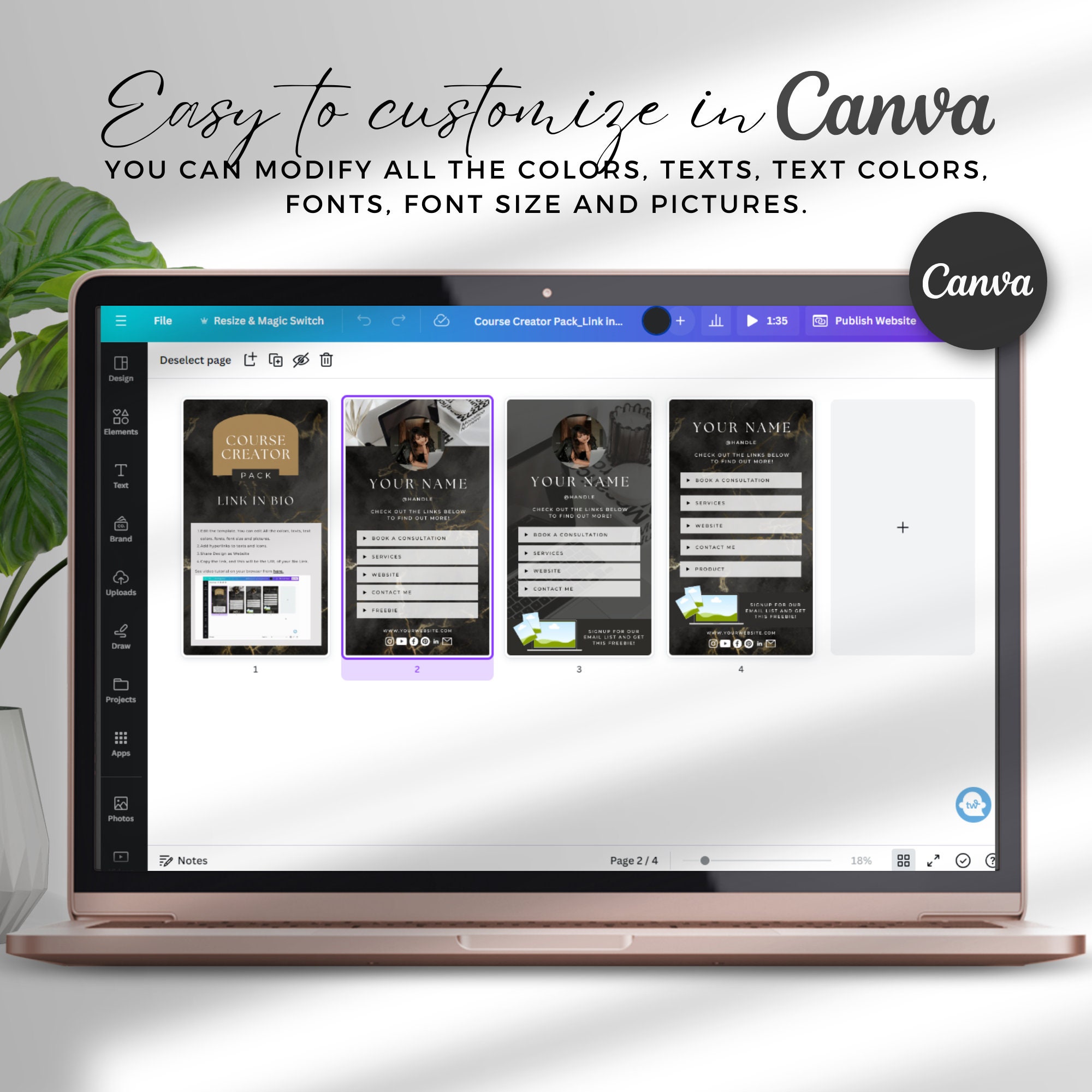 Canva Link in Bio Template Landing Page Website for Course Creator ...