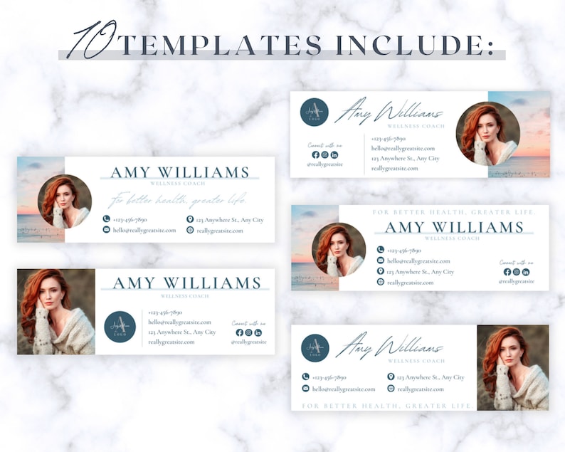 Email Signature Template Bundle for Wellness Business | Ocean Breeze ...