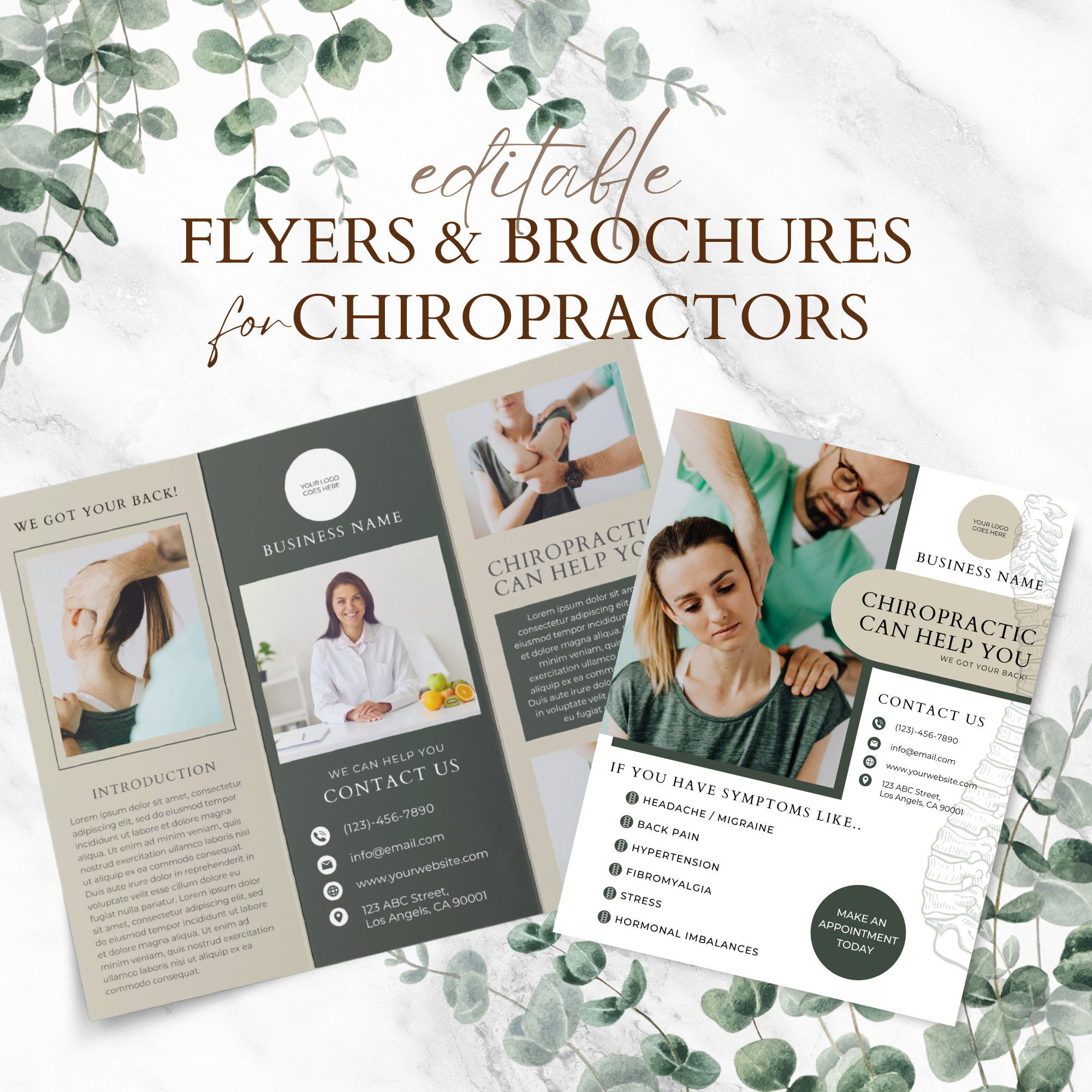 Chiropractic Marketing Templates of Flyer and Trifold Brochure for ...