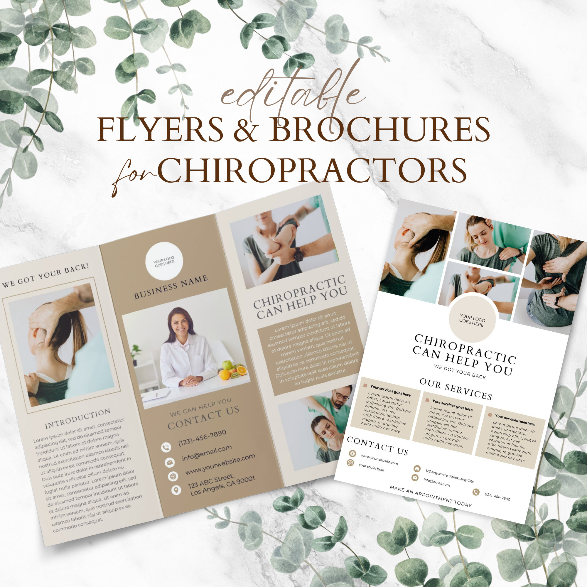 Chiropractic Marketing Templates of Flyer and Trifold Brochure for ...