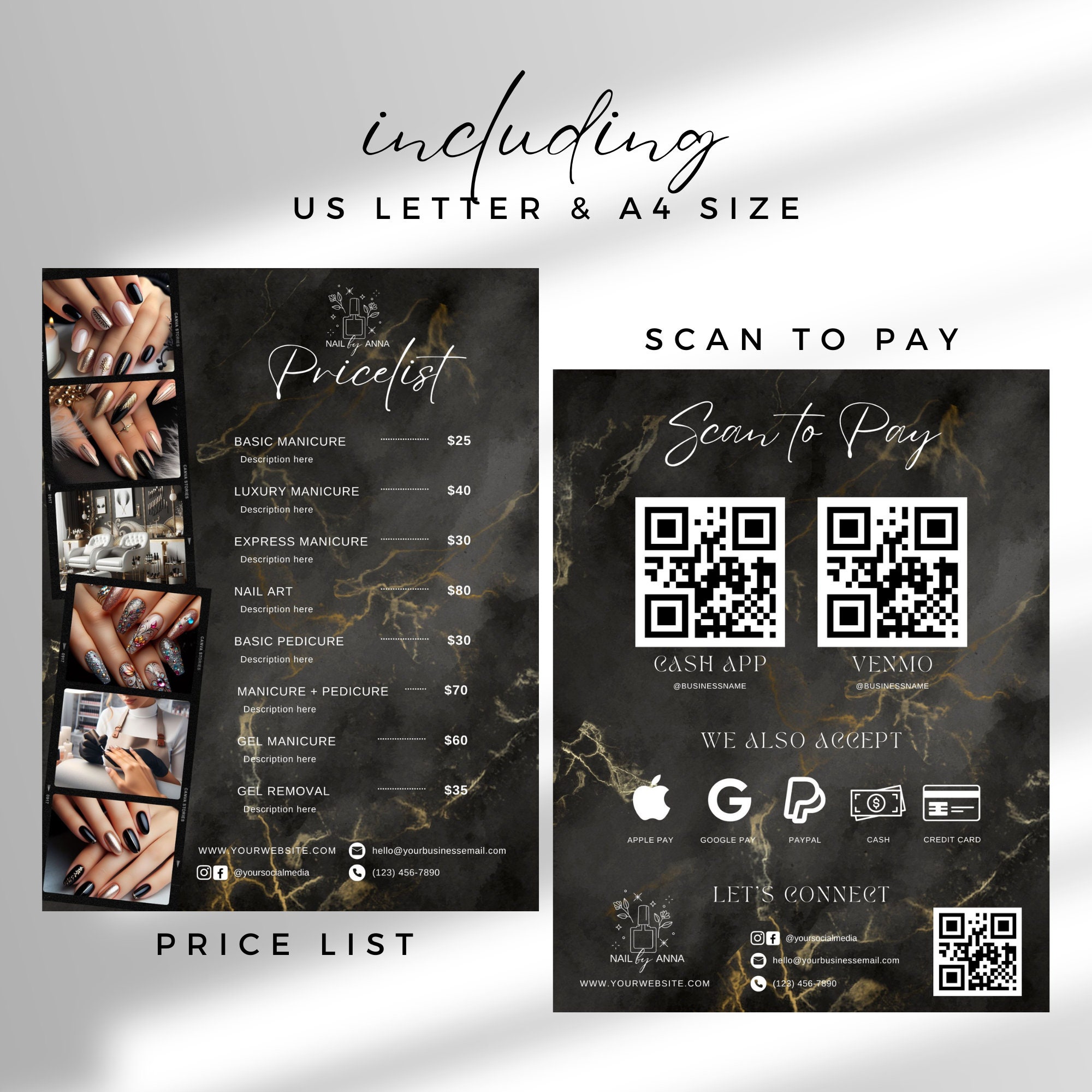 Nail Tech QR Code Sign Price List Template for Nail Art Business - Scan ...
