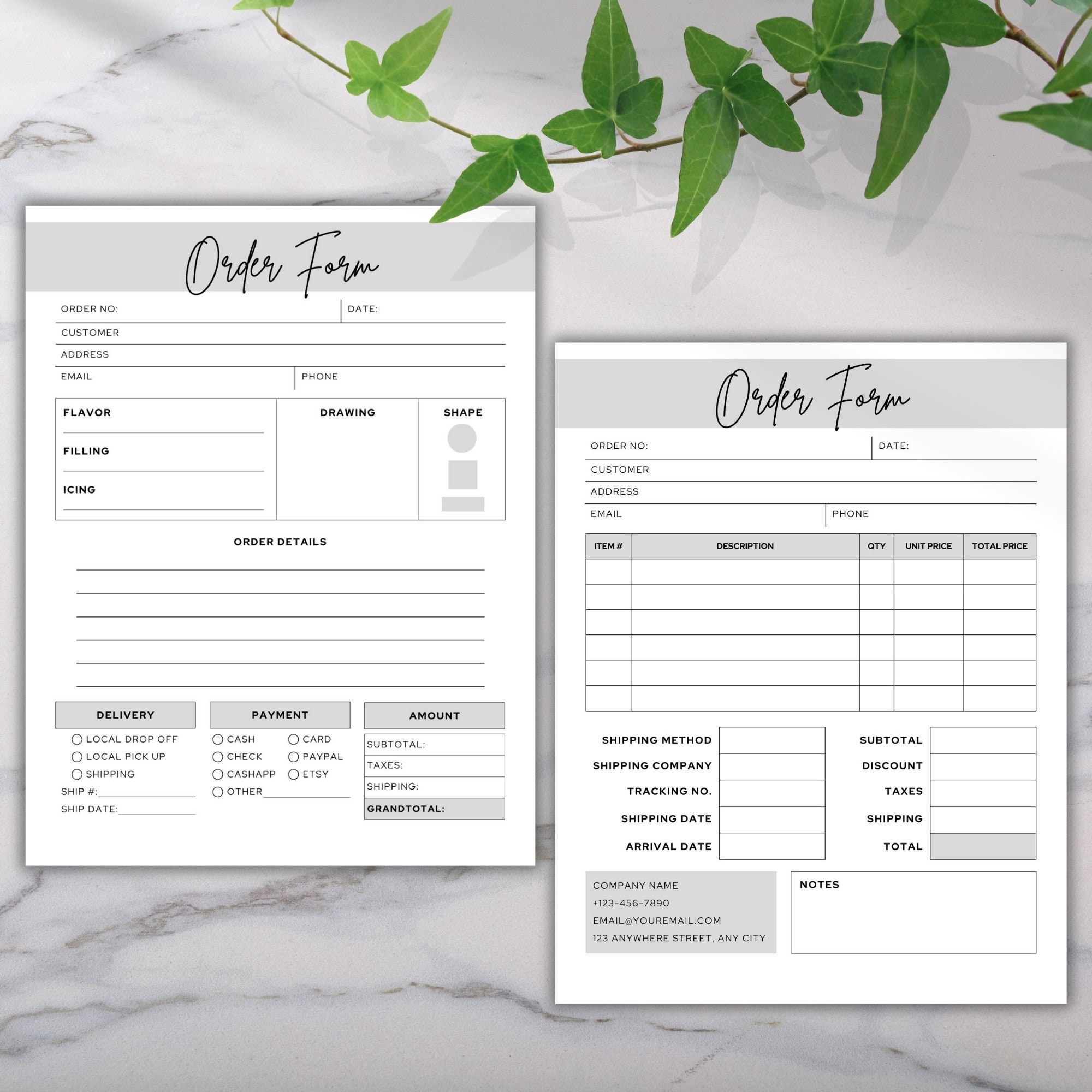 Customizable Bakery Order Form Bakery Invoice Templates for Bakery ...