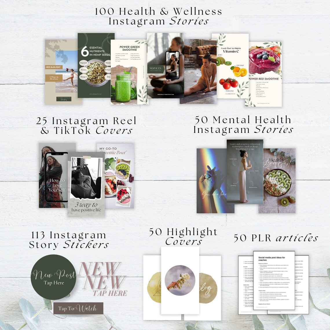 610+ Health & Wellness Social Media Kit | Instagram Bundle, Reel Covers ...