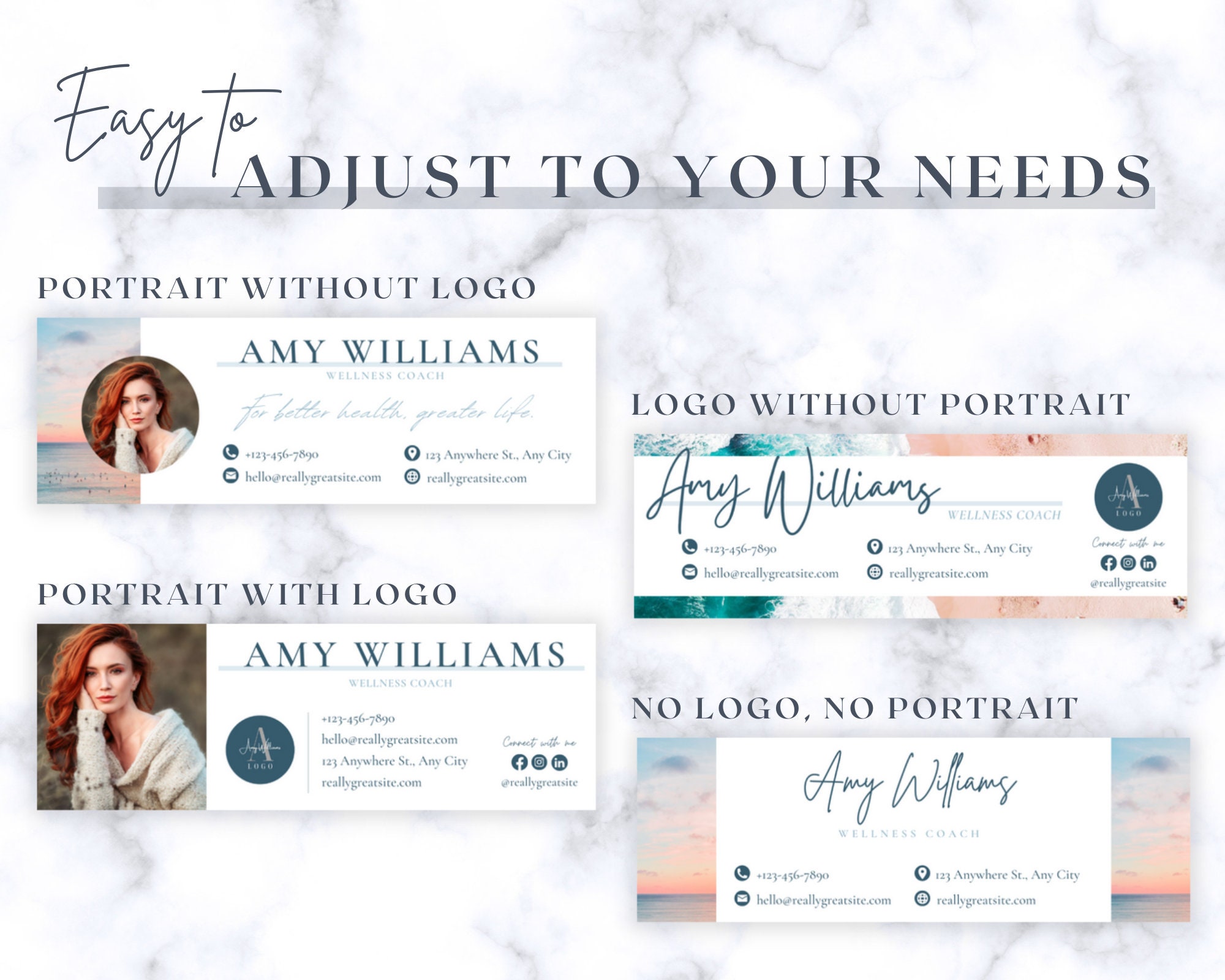 Email Signature Template Bundle for Wellness Business Ocean Breeze ...