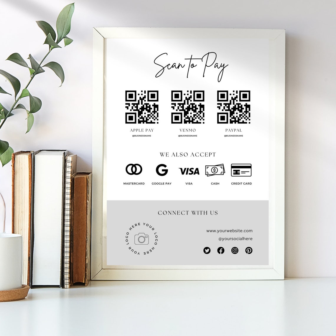 Customizable Scan to Pay Sign - QR Code Template for Easy Payments ...