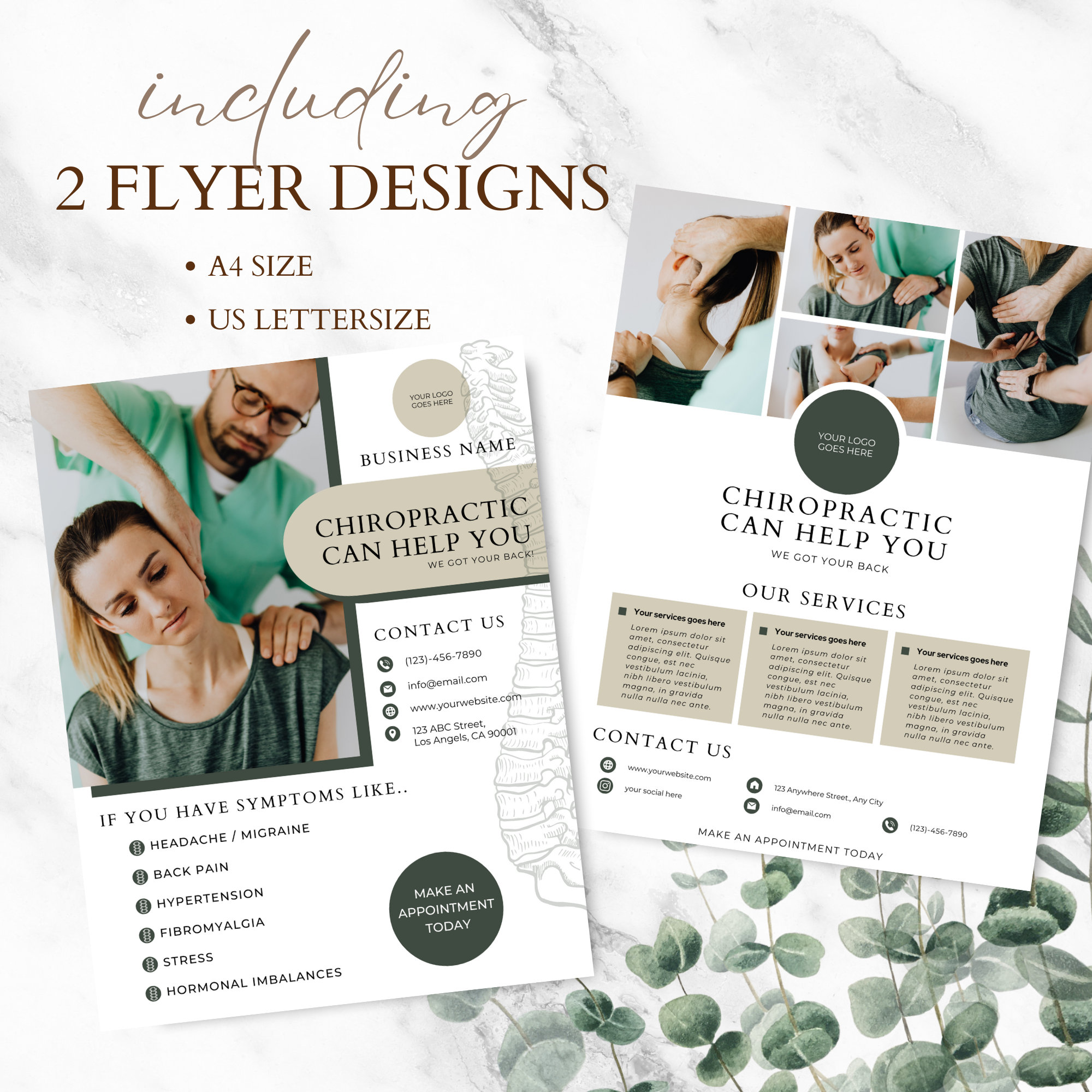 Chiropractic Marketing Templates of Flyer and Trifold Brochure for ...