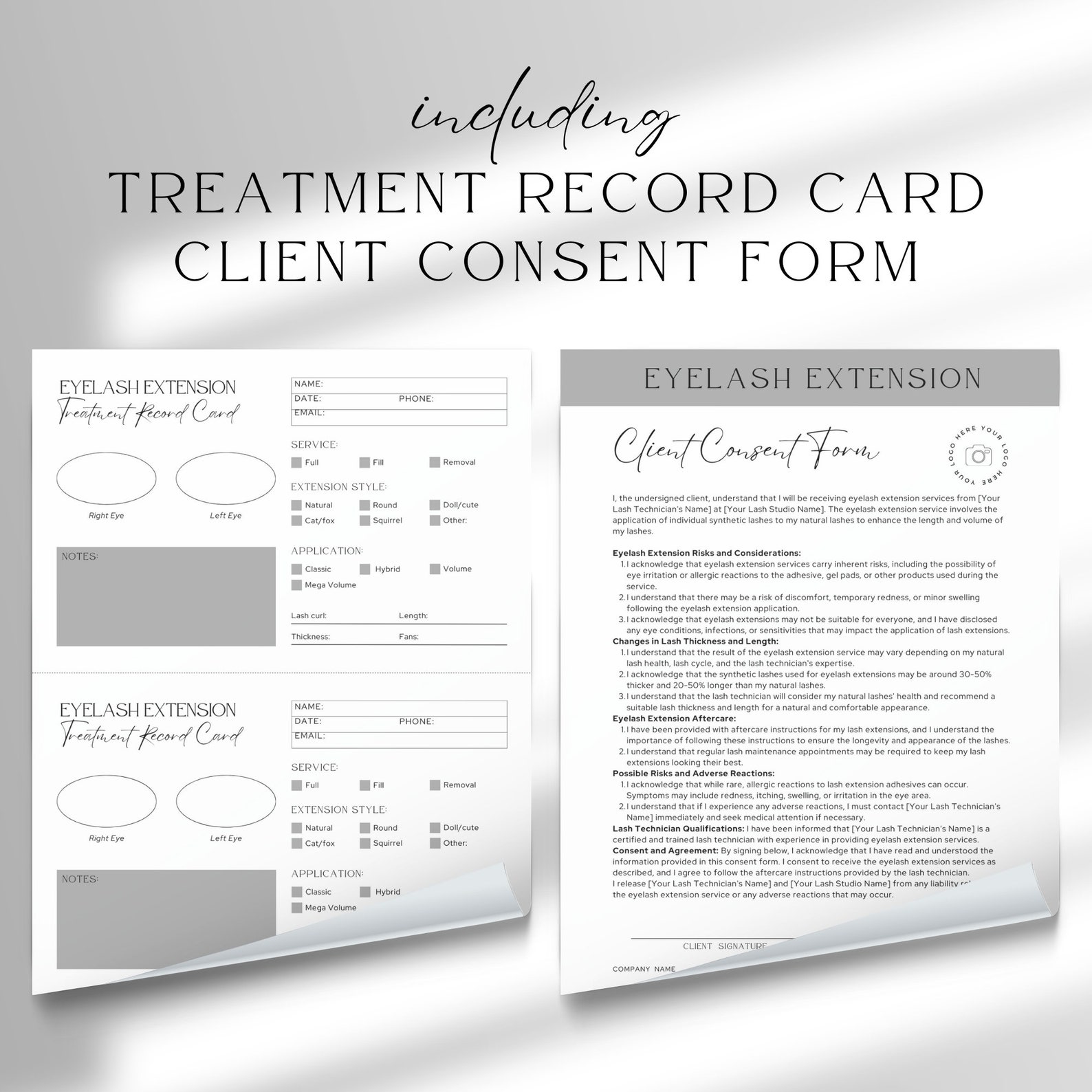 Lash Tech Consent Form Client Intake Form Eyelash Extension Forms Pack ...