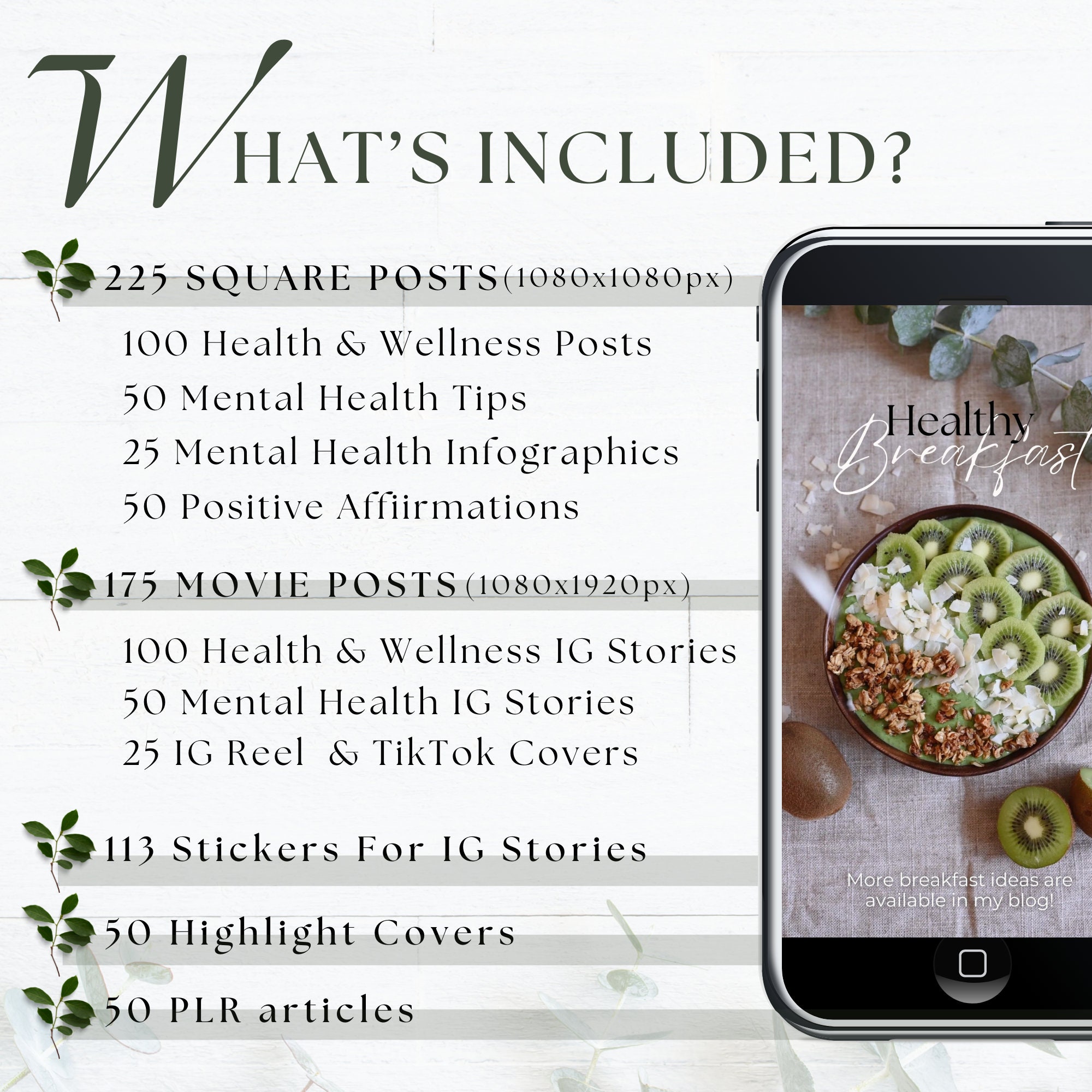 610 Health & Wellness Social Media Kit Instagram Bundle, Reel Covers ...