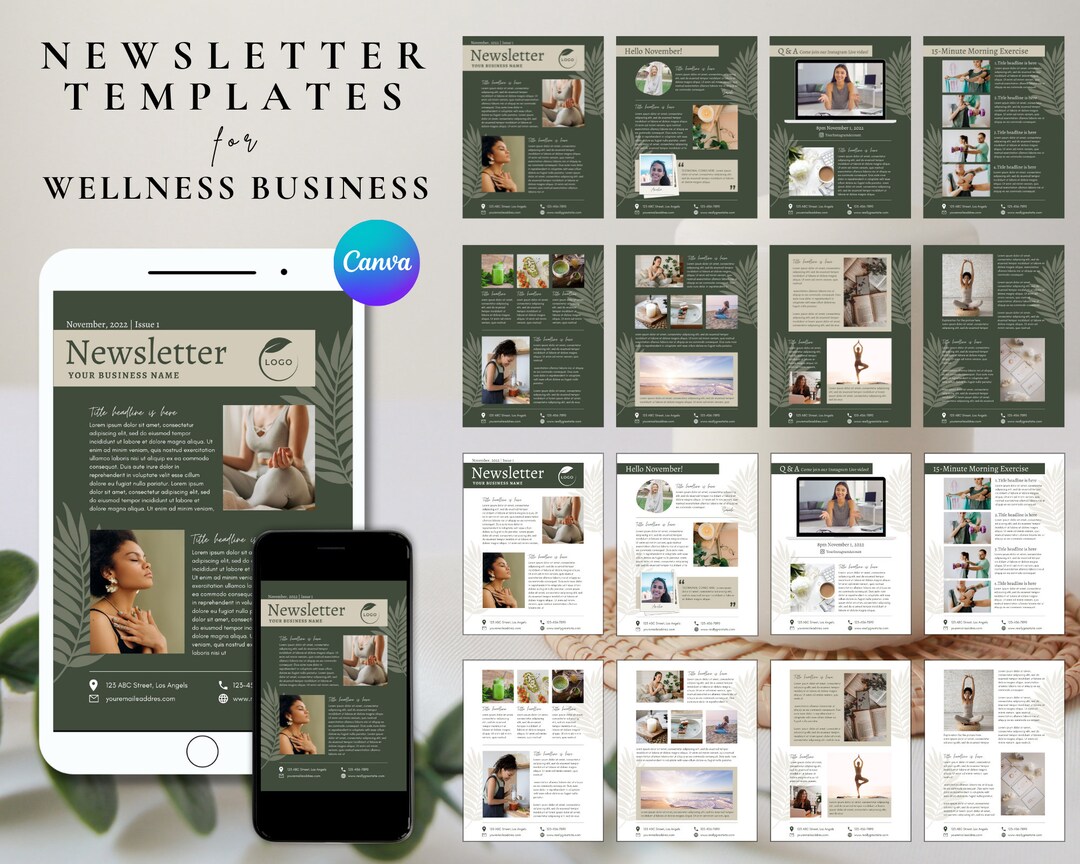 Newsletter Template Bundle for Wellness Business and Coaching Business ...