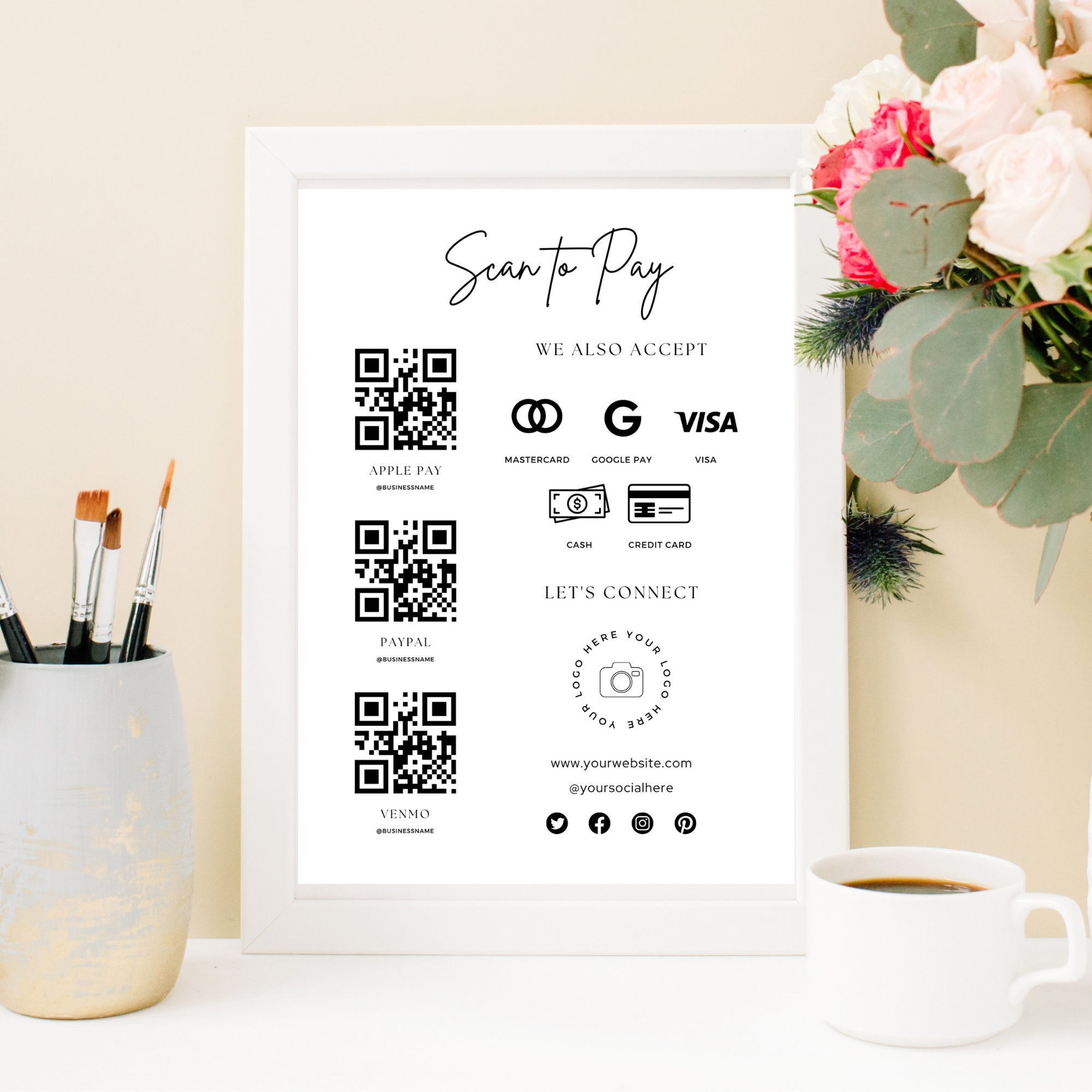 Customizable Scan to Pay Sign - QR Code Template for Easy Payments ...