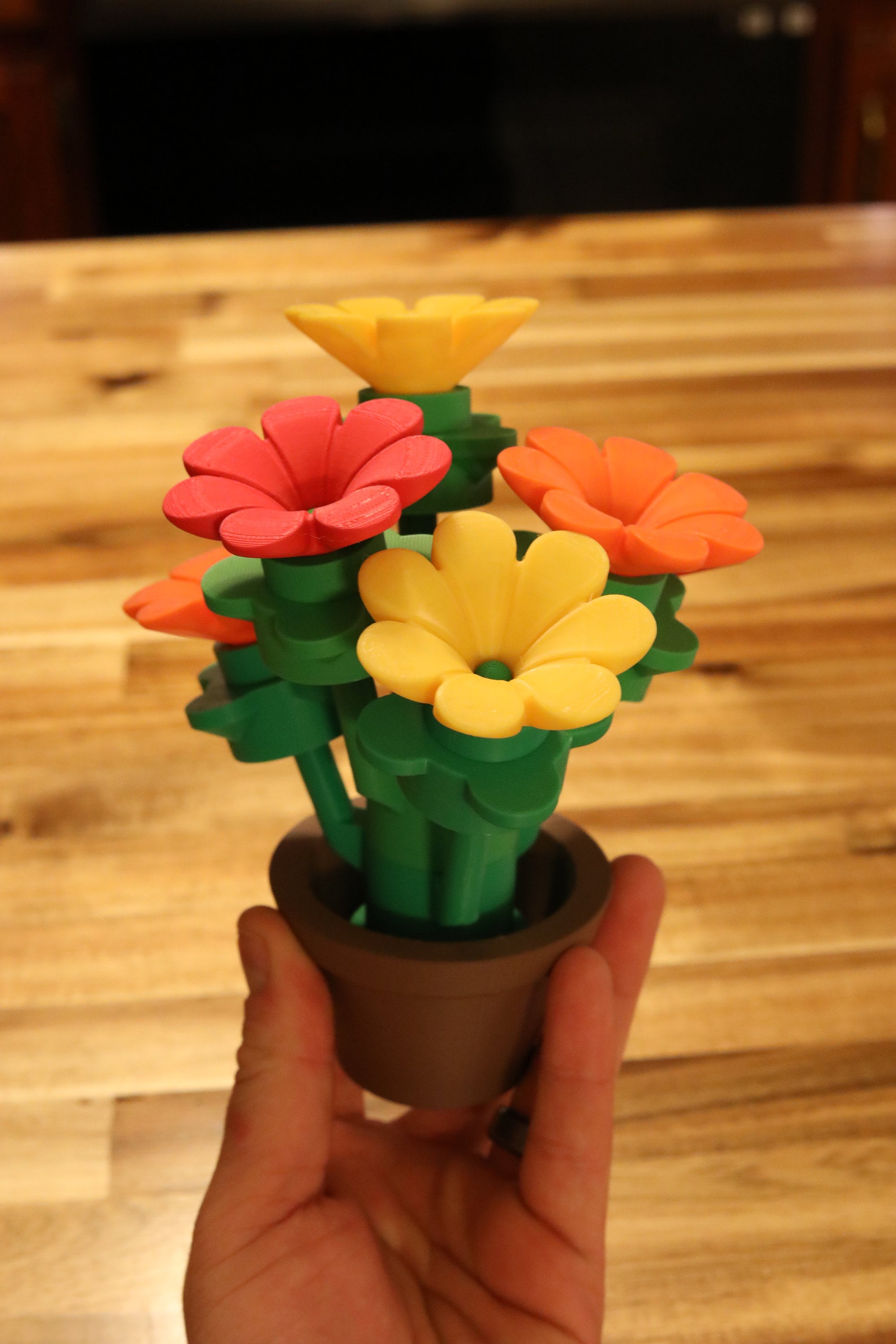 3D Printed Building Block Flower Bouquet With Pot - Etsy