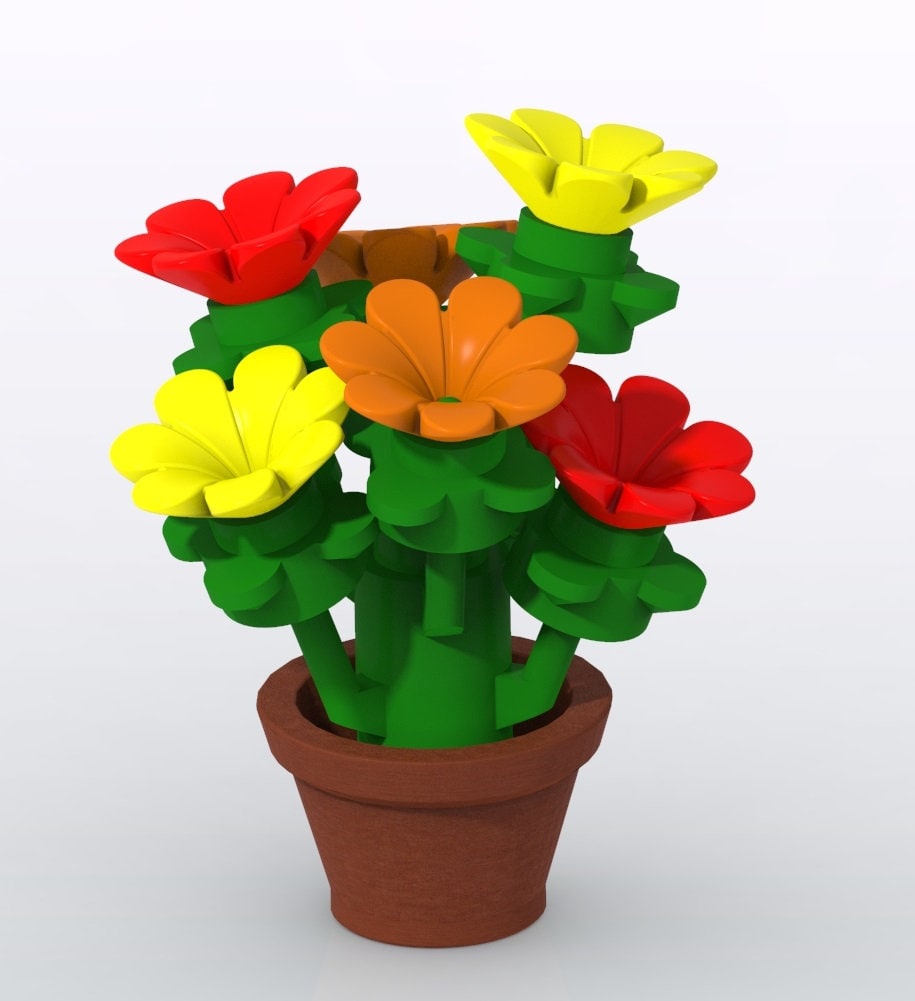 3D Printed Building Block Flower Bouquet With Pot - Etsy