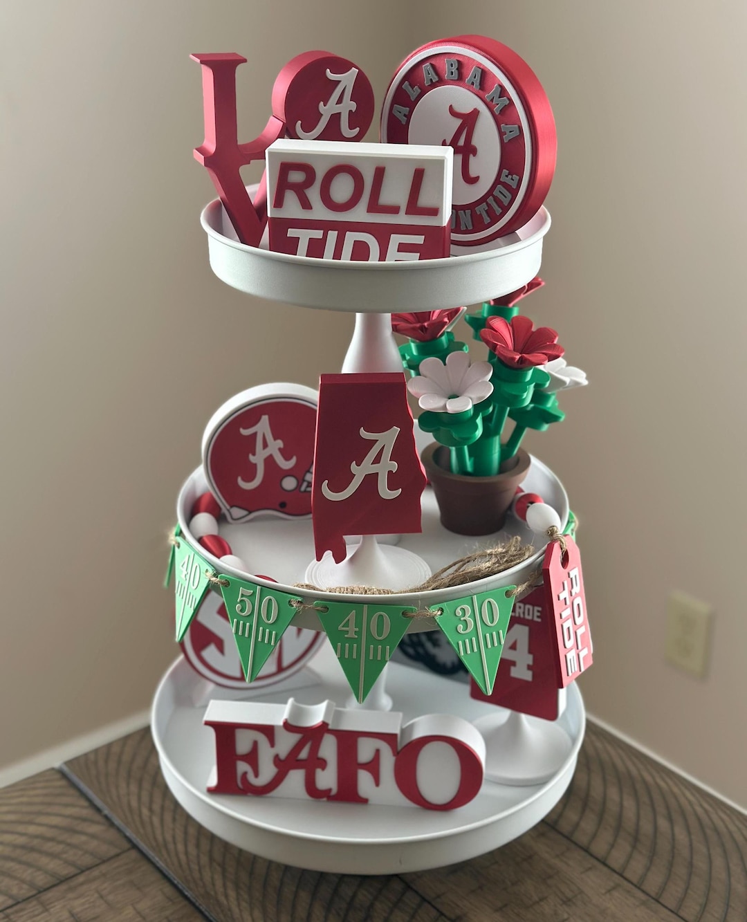 Alabama Crimson Tide Tier Tray Decor - Table and Desk Art - Etsy