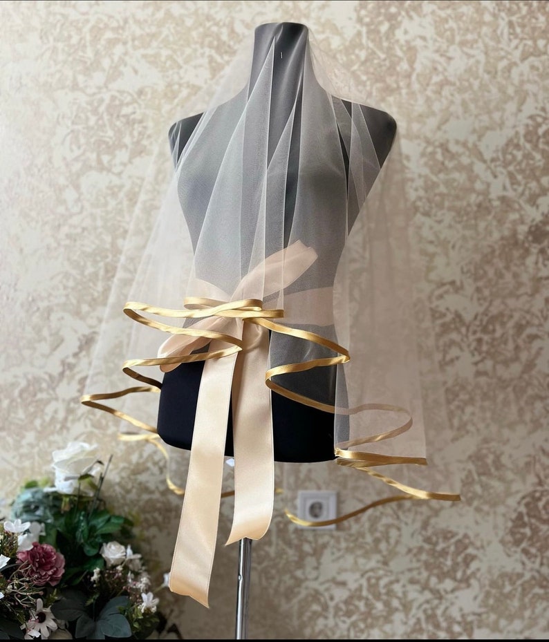 Beige Bridal Veil, Cathedral Veil, Classic Veil, Bridal Veil, Face ...