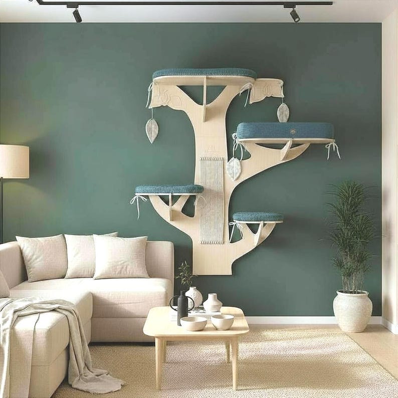 BIRCH Cat Tree - Modern Cat Wall Furniture, Perch. Multifunctional Cat ...