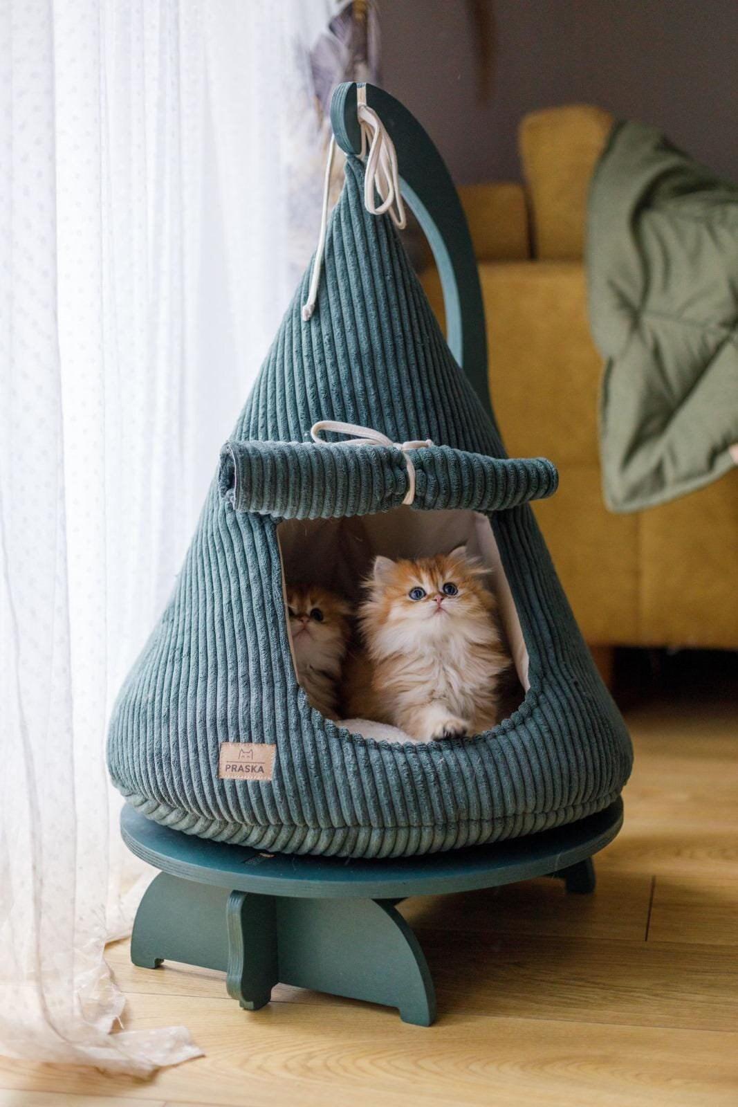 CAT CAB FLAP - Washable Cat Bed, Cave With Pillow. Warm & Pet-friendly ...