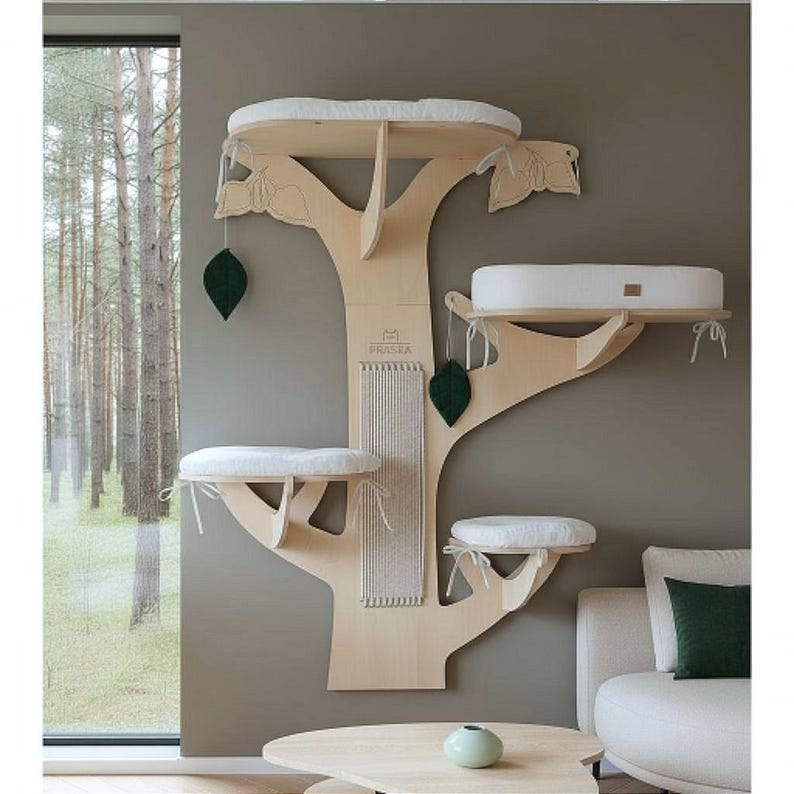 BIRCH Cat Tree - Modern Cat Wall Furniture, Perch. Multifunctional Cat ...