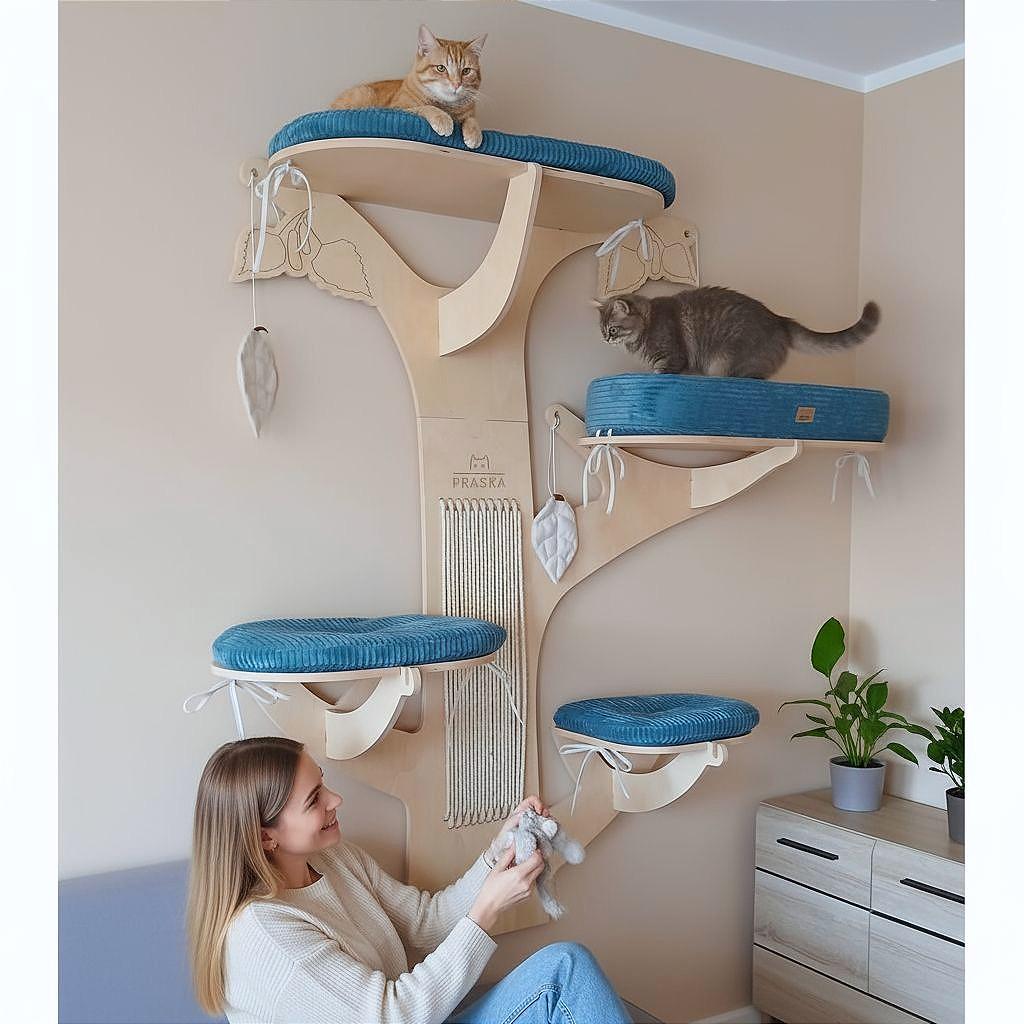 BIRCH Cat Tree - Modern Cat Wall Furniture, Perch. Multifunctional Cat ...