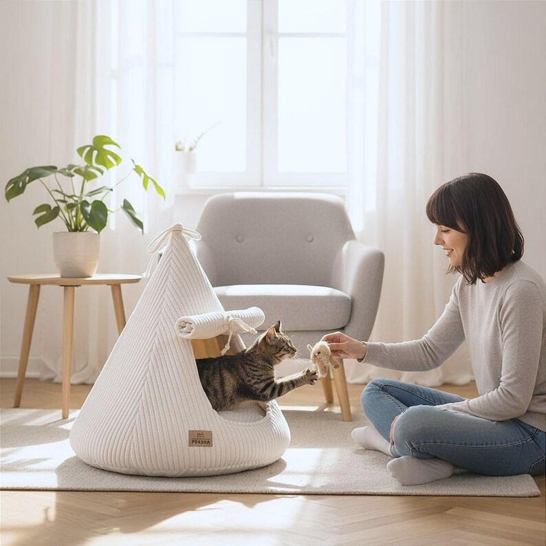 CAT CAB FLAP - Washable Cat Bed, Cave With Pillow. Warm & Pet-friendly ...