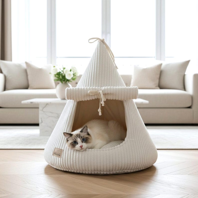 CAT CAB FLAP - Washable Cat Bed, Cave With Pillow. Warm & Pet-friendly ...