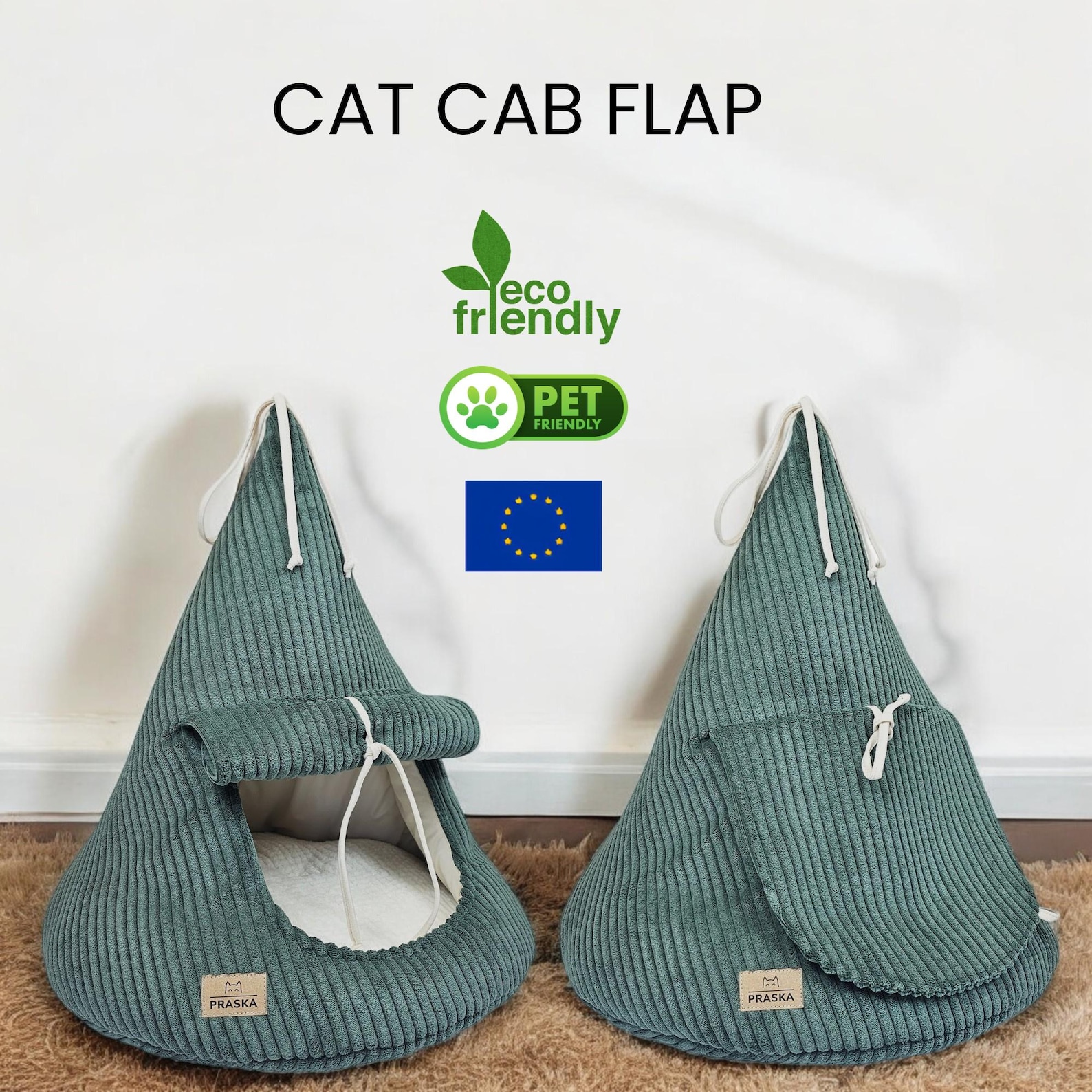 CAT CAB FLAP - Washable Cat Bed, Cave With Pillow. Warm & Pet-friendly ...