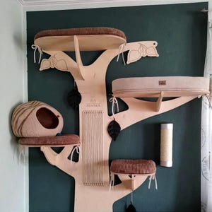 BIRCH Cat Tree - Modern Cat Wall Furniture, Perch. Multifunctional Cat ...