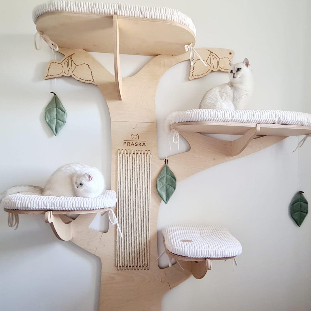 BIRCH Cat Tree Modern Cat Wall Furniture Cat Shelves Cat Bed Cat Tower ...