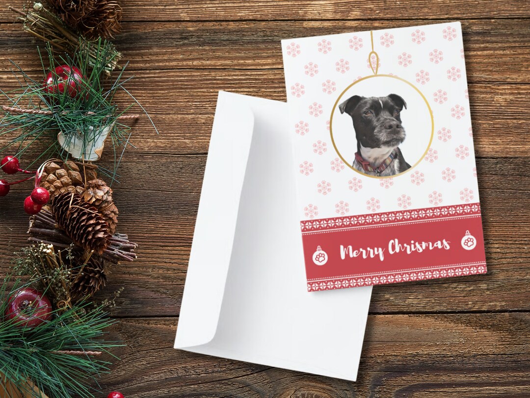Pet Portrait Custom Christmas Card Personalised Dog Card - Etsy