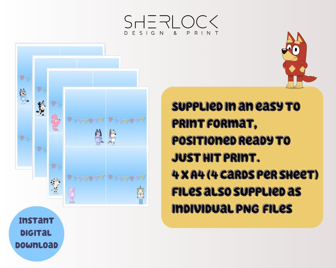 Bluey Party Food Blank Tent Cards 16 Cards Bluey Themed Write Your Own ...