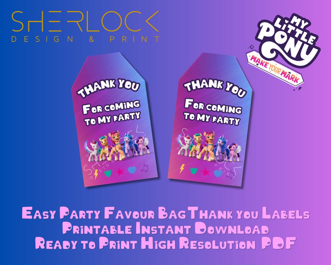 My Little Pony (MLP) A New Generation Party Bag Thank You Labels ...